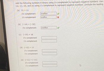 Answered Dd The Following Numbers In Binary Using S Complement Represe A C D And E