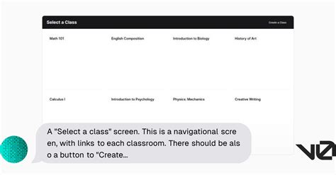 A Select A Class Screen This Is A Navigational Screen With Links To