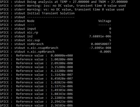 Spice Ngspice Printing A Lot Of Reference Values Instead Of Running