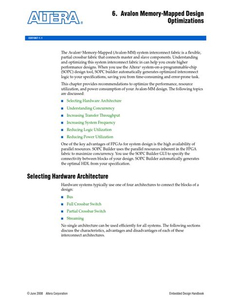Avalon Memory Mapped Design Opti Miz Ations Pdf Field Programmable
