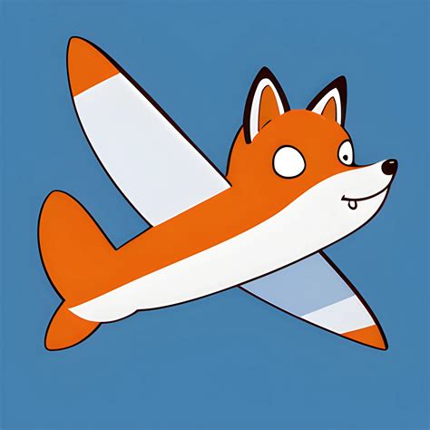 Cute Fox Flying Plane Cartoon Arthubai