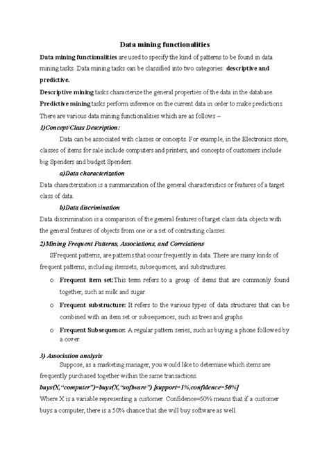 Data Mining Functionalities Data Mining Tasks Can Be Classified Into