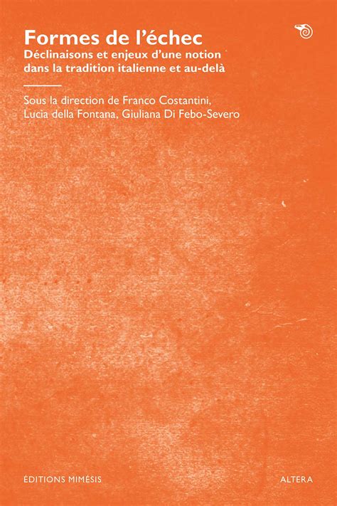 Formes De Léchec Éditions Mimésis