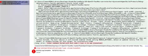 Objective C Link Command Failed With Exit Code Use V To See