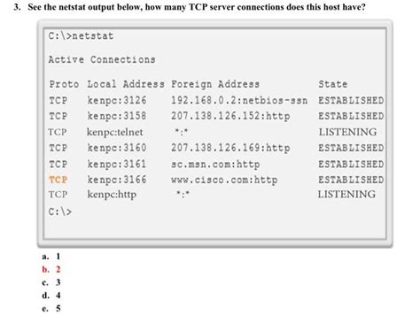 Solved 3 See The Netstat Output Below How Many Tcp Server