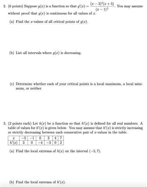 Solved 2 6 Points Suppose Gx Is A Function So That