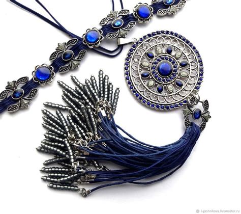 Сотуар с кистью и браслет из сутажа и ювелирной смолы Сапфиры в интернет магазине на Ярмарке