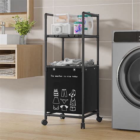 Taicans 2 Shelf Laundry Hamper With Shelf 2 Shelf Steel Storage Shelf