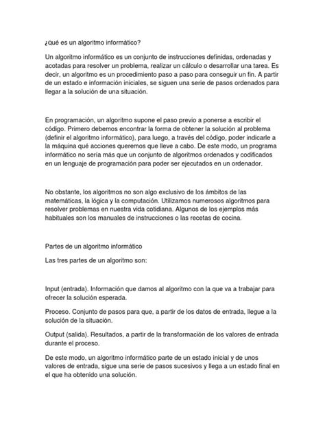 Qué Es Un Algoritmo Informático Pdf Lenguaje De Programación Programación De Computadoras