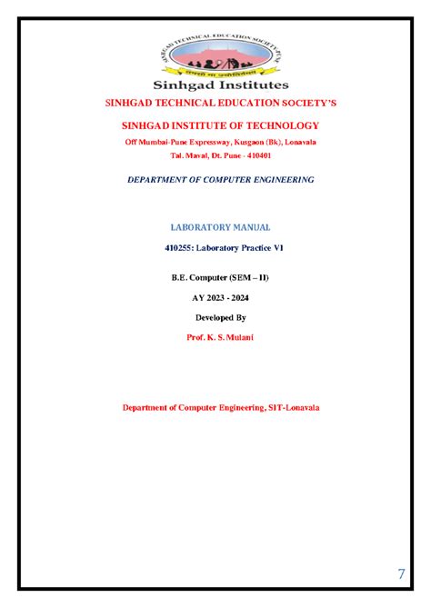 Lp Vi Sdn Lab Manual Usefull Sinhgad Technical Education Societys