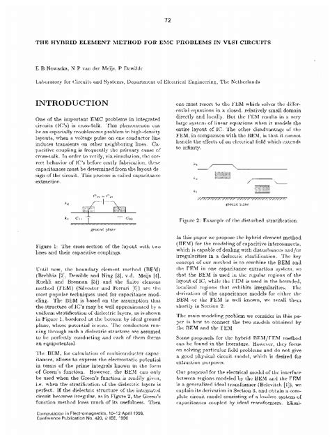 The Hybrid Element Method For Emc Problems In Vlsi Circuits Iet