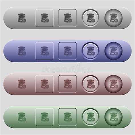 database functions icons on horizontal menu bars stock vector
