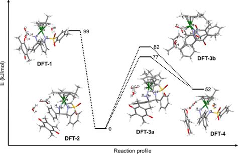 DFT energy reaction coordinate describing the pathway for the catalytic ...