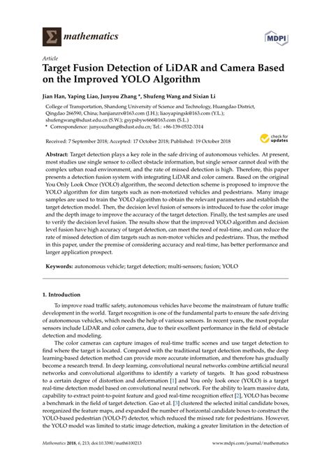 pdf target fusion detection of lidar and camera based on the improved