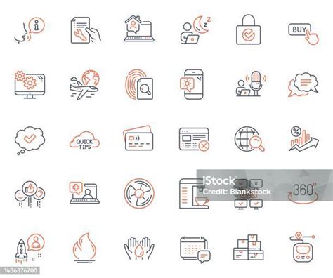 기술 아이콘 설정 온라인 투표 검사 및 에어 팬 웹 요소로 아이콘이 포함되어 있습니다 웹 사이트 앱의 경우 벡터 가득 찬에 대한 스톡 벡터 아트 및 기타 이미지 Istock