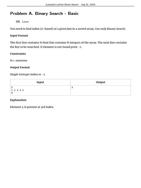 Binary Search Practice Problems Pdf Computer Programming