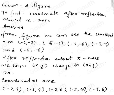 Solved What Are The Coordinates After The Reflection Coordinate Geometry