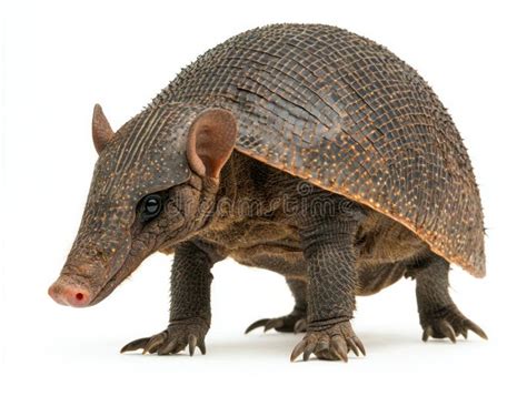 Armadillo Strides Confidently Exhibiting Its Unique Shell And Textured