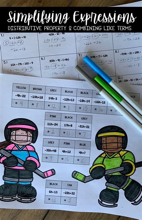 Simplifying Expressions Color By Number Activity Simplifying Expressions Like Terms Expressions