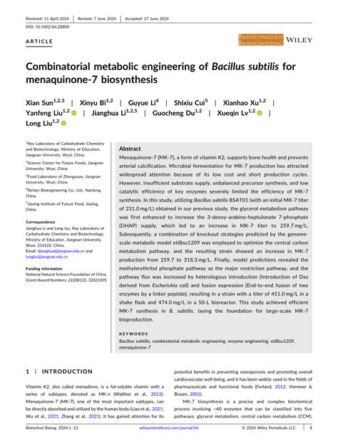 Combinatorial Metabolic Engineering Of Bacillus Subtilis For