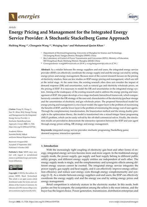 Pdf Energy Pricing And Management For The Integrated Energy Service