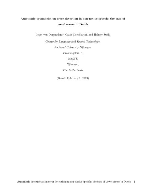pdf automatic pronunciation error detection in non native speech the