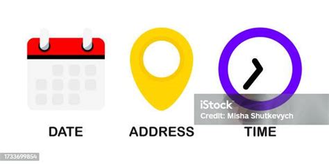 Date Time Address Symbol Date Time Location Pointer Icon In Different Styles Calendar Map Place