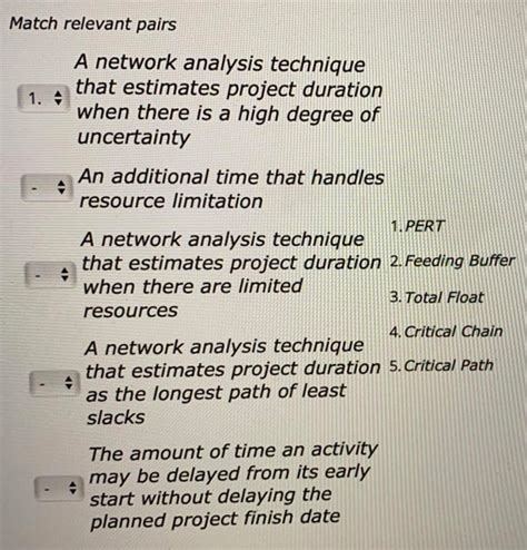 Solved Match Relevant Pairs A Network Analysis Technique Chegg Com