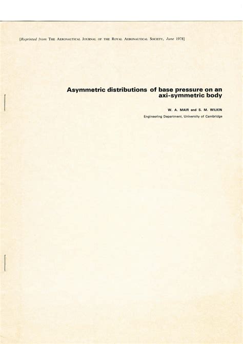 Pdf Asymmetric Distributions Of Base Pressure On An Axi Symmetric Body