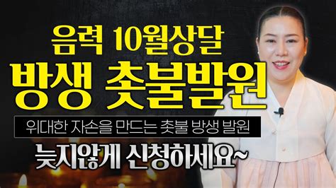 🌟음력10월 촛불방생발원🌟신청안내 🙏액운타파 방생 소원성취 촛불발원 문자로 신청해주세요~ 인천용한점집 청화신당 Youtube