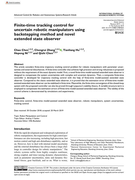 pdf finite time tracking control for uncertain robotic manipulators