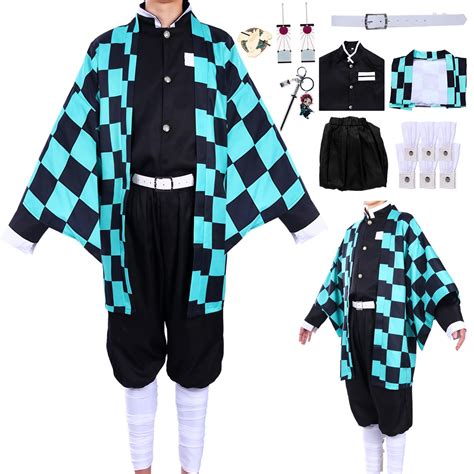 Forfamy Kamado Tanjiro Cosplay Tanjiro Kimono Costume Anime Outfit Men