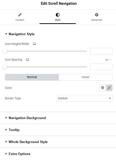 how to create one page navigation in elementor