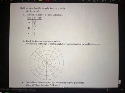 Solved 11 6 Pts Each Consider The Polar Function Given