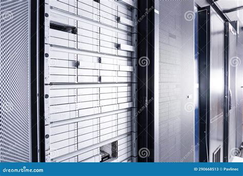Cabinet With Ssd Hard Drives In Data Center Stock Image Image Of Array Flare