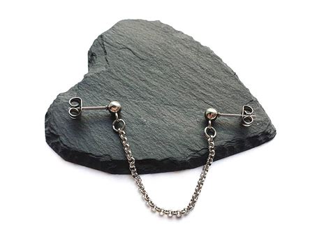 Helix Cartilage To Lobe Stainless Steel Silver Chain Double Etsy