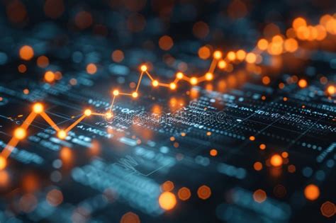 Close Up Abstract Virtual Business Graph Technology Concept Stock
