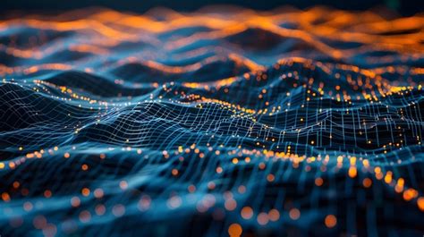 3d Render Of Complex Data Visualization With Glowing Blue And Orange Dots Premium Ai Generated