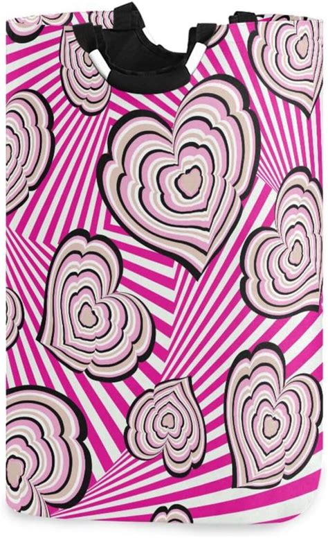 Baskets For Storage Containers Twisted Heart Art Striped Pink Valentines Day Collapsable Rope