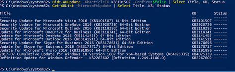 Pswindowsupdate Powershell Module Not Hiding Specified Updates