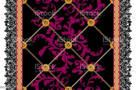 체인 및 잎 바로크 완벽 한 패턴입니다 스카프에 대 한 벡터 현대 패치 0명에 대한 스톡 벡터 아트 및 기타 이미지 0명