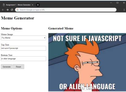 Solved CPSC 1520 JavaScript 1 Assignment 1 Meme Chegg Com