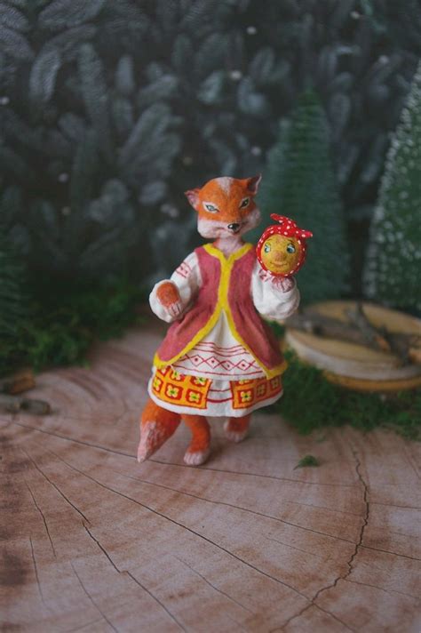 Ватная елочная игрушка Лиса и Колобок заказать на Ярмарке Мастеров M2uw6ru Игрушки Уфа