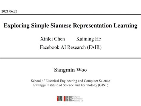 Exploring Simple Siamese Representation Learning Ppt