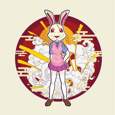 Ilustración De Rich Rabbit Para El Logotipo El Cuaderno Y El Fondo De
