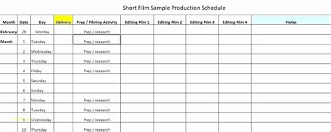 Production Scheduling Excel Template Shooters Journal