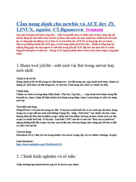 Cẩm Nang Dành Cho Newbie Và Ace Dev Jx Linux Nguồn Clbgamesvn Tvnnam