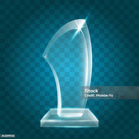 투명 하 게 빛나는 빈 벡터 아크릴 크리스탈 유리 트로피 수상 서식 파일 3차원 형태에 대한 스톡 벡터 아트 및 기타 이미지 3차원 형태 Championship