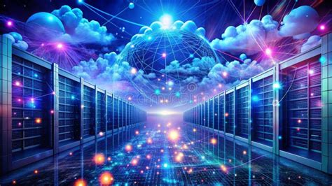 Global Network Infrastructure A Futuristic Data Center Visualization Generative Ai Stock