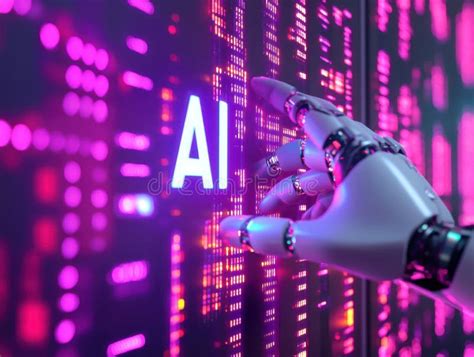 Robotic Hand Interacting With Ai Data Display Stock Illustration Illustration Of Digital